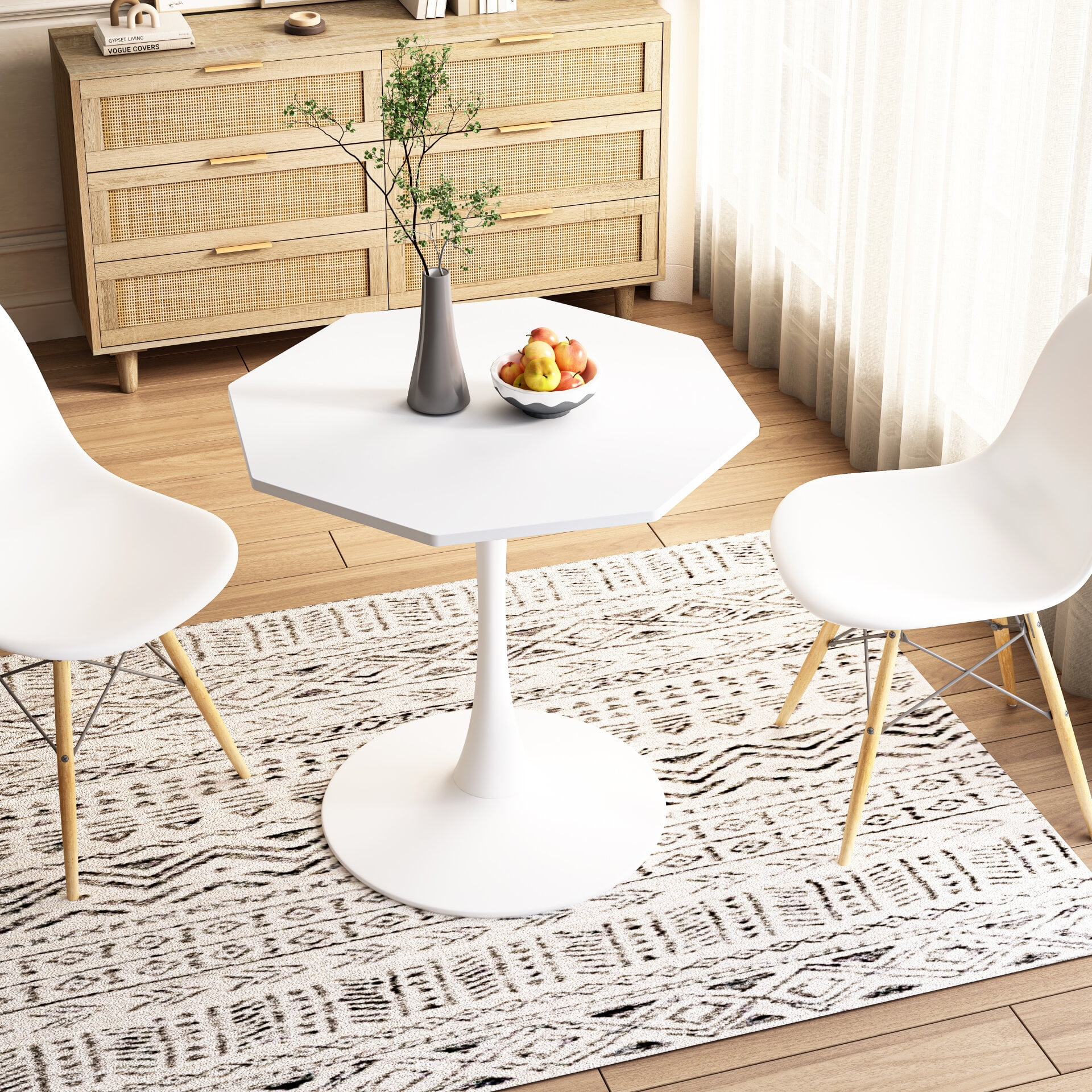 31.50" Octagonal Coffee Table, Accent Table with MDF Table Top, Metal ...