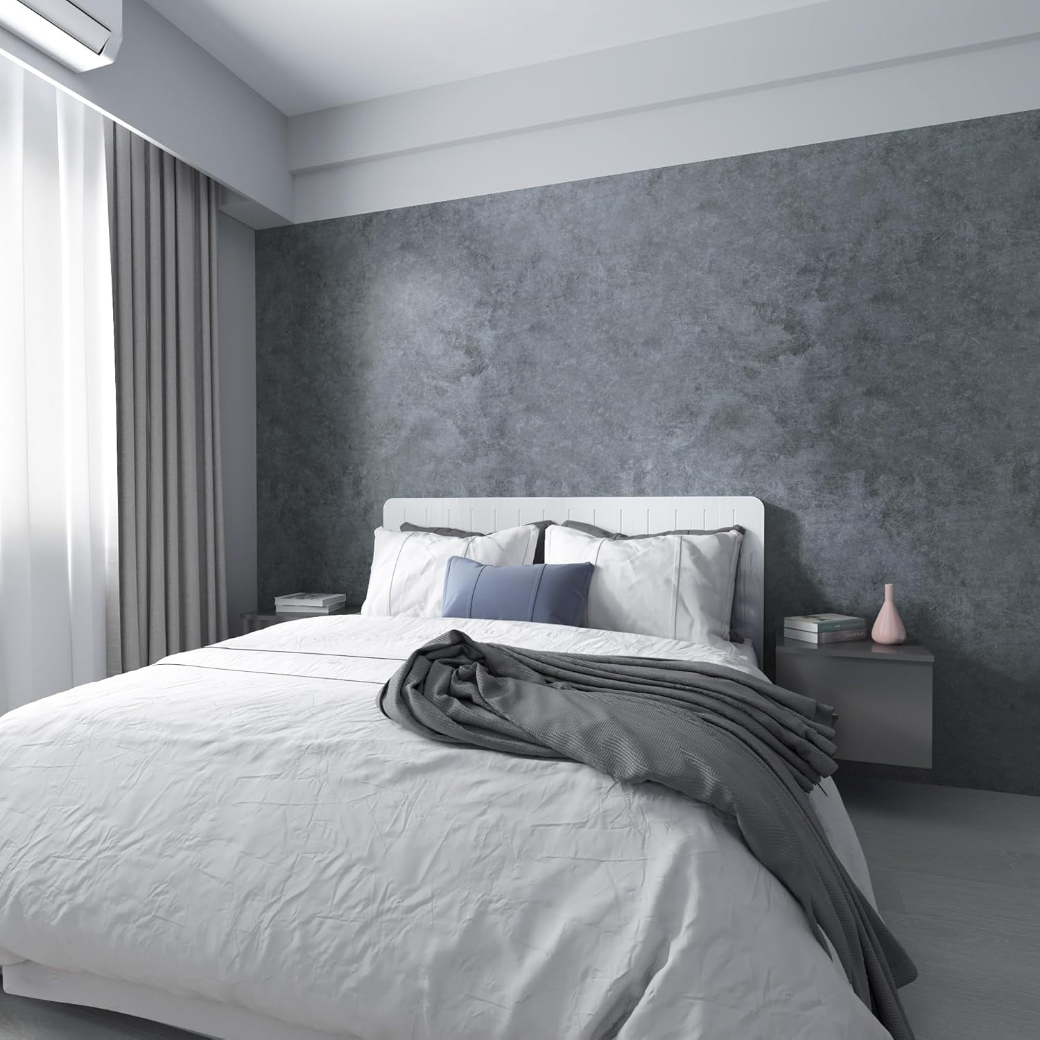 31"×591" Large Size Big Roll Wide Thick Glossy Dark Blue Grey Concrete ...