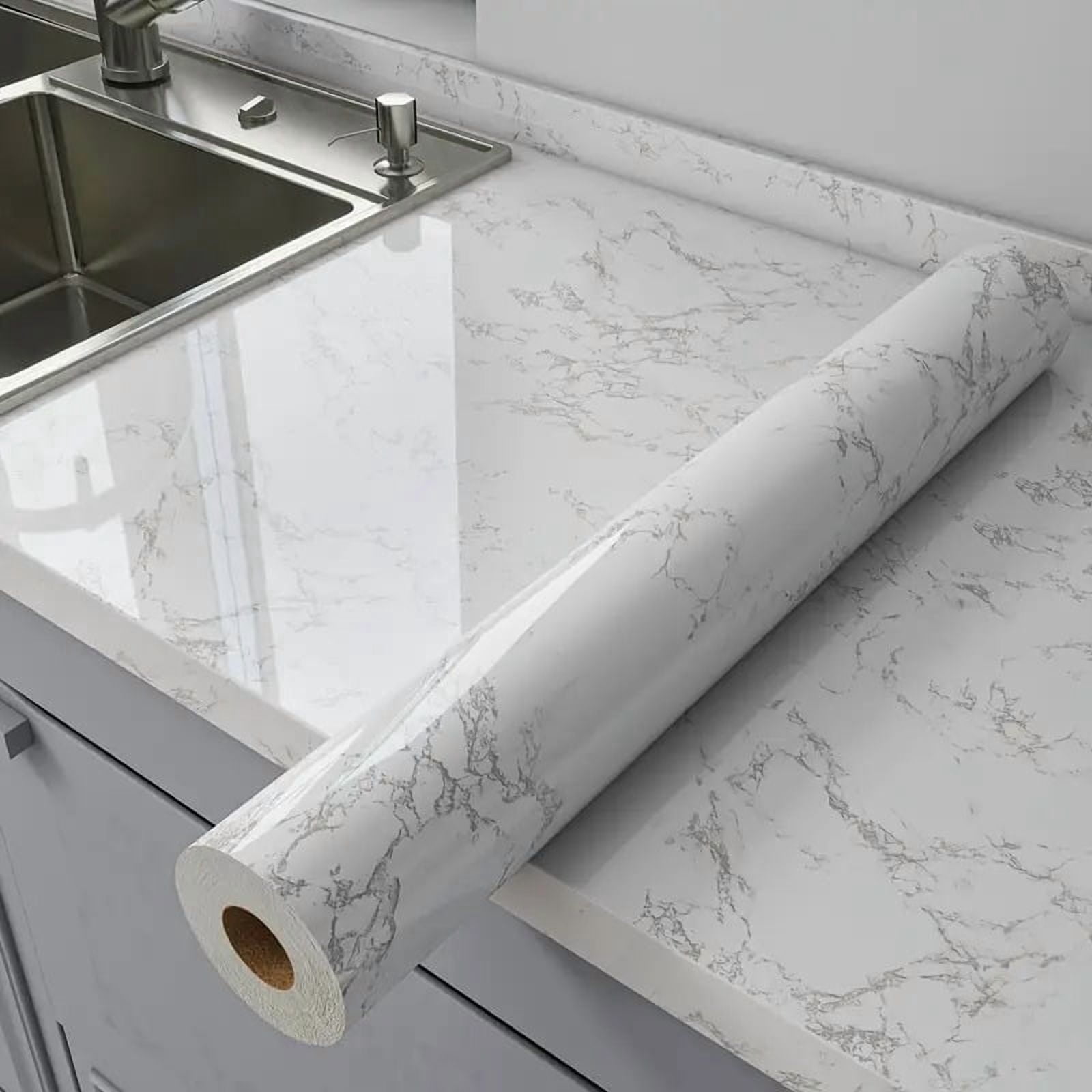 31.5in×196.8in Marble Paper Thick Glossy Countertop Contact Paper for ...