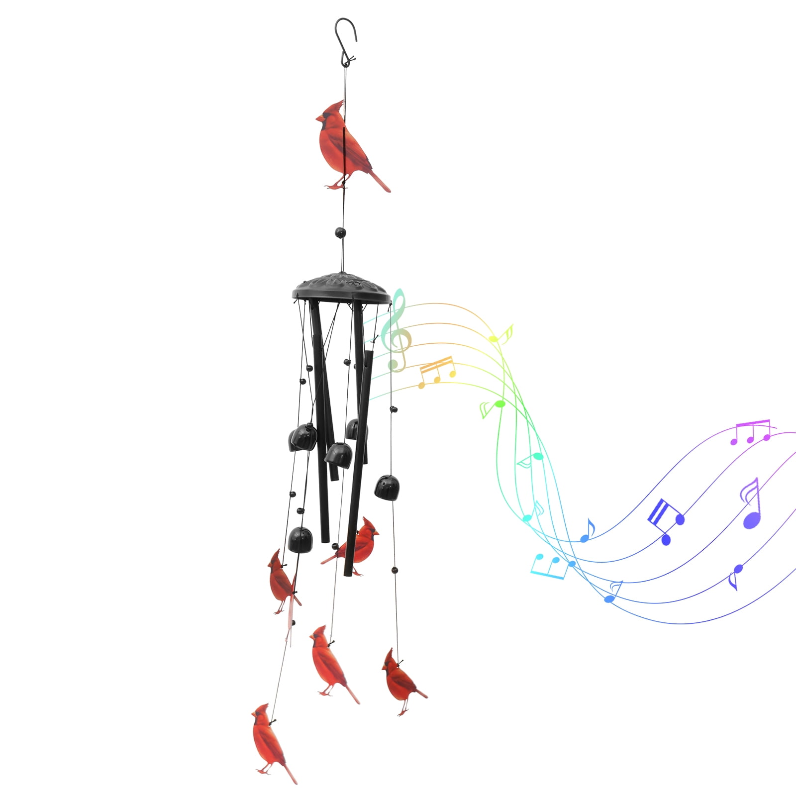 31.5in Bird Wind Chime with 6 Bells and 4 Aluminum Tubes Attractive ...