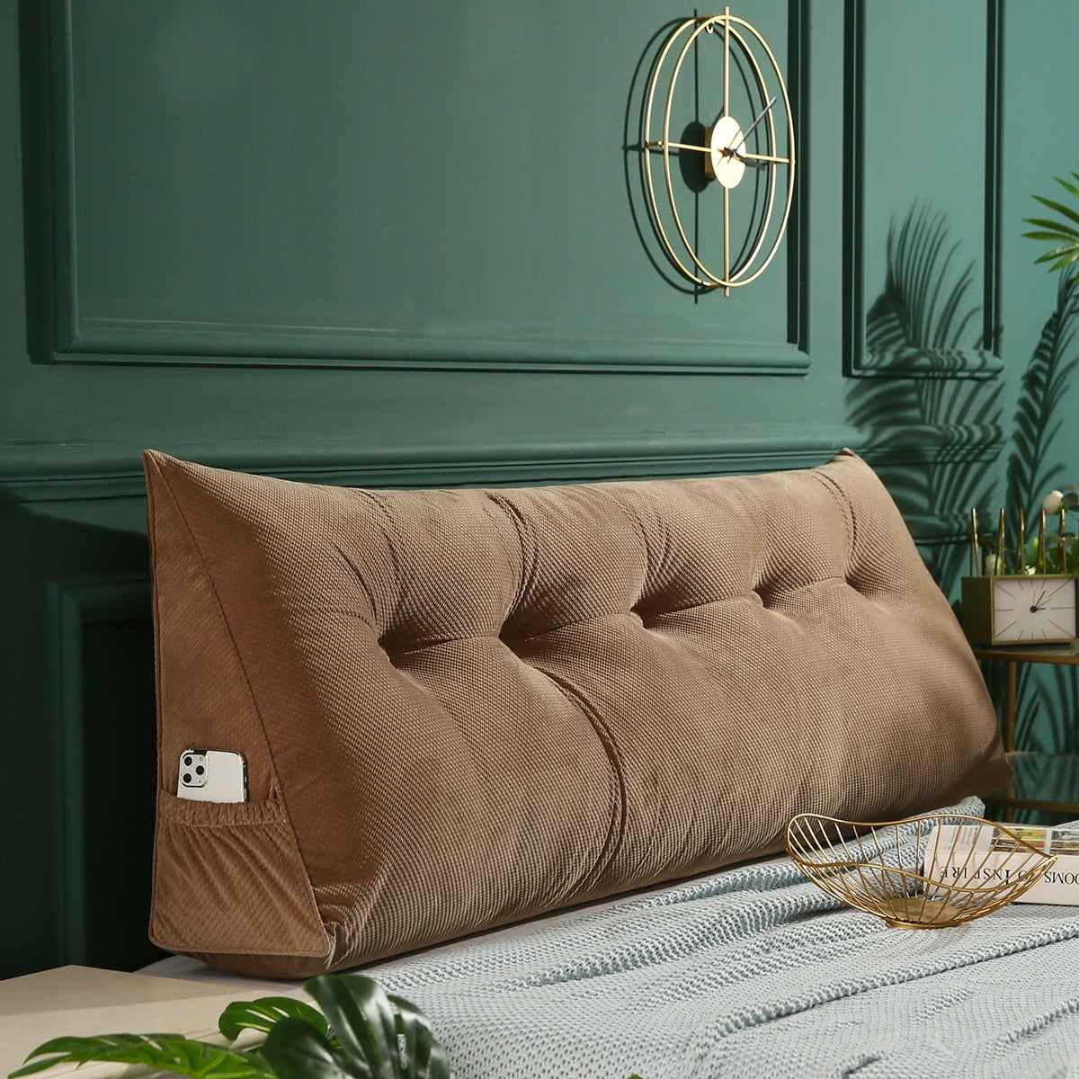 31.5in Long Bedside Bolster Upholstered Wedge Pillow,Filled Triangular ...