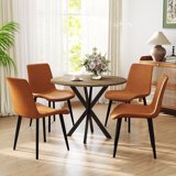 31.5in Round MDF Dining Table Set with 2、4 PCS Faux Leather Upholstered ...