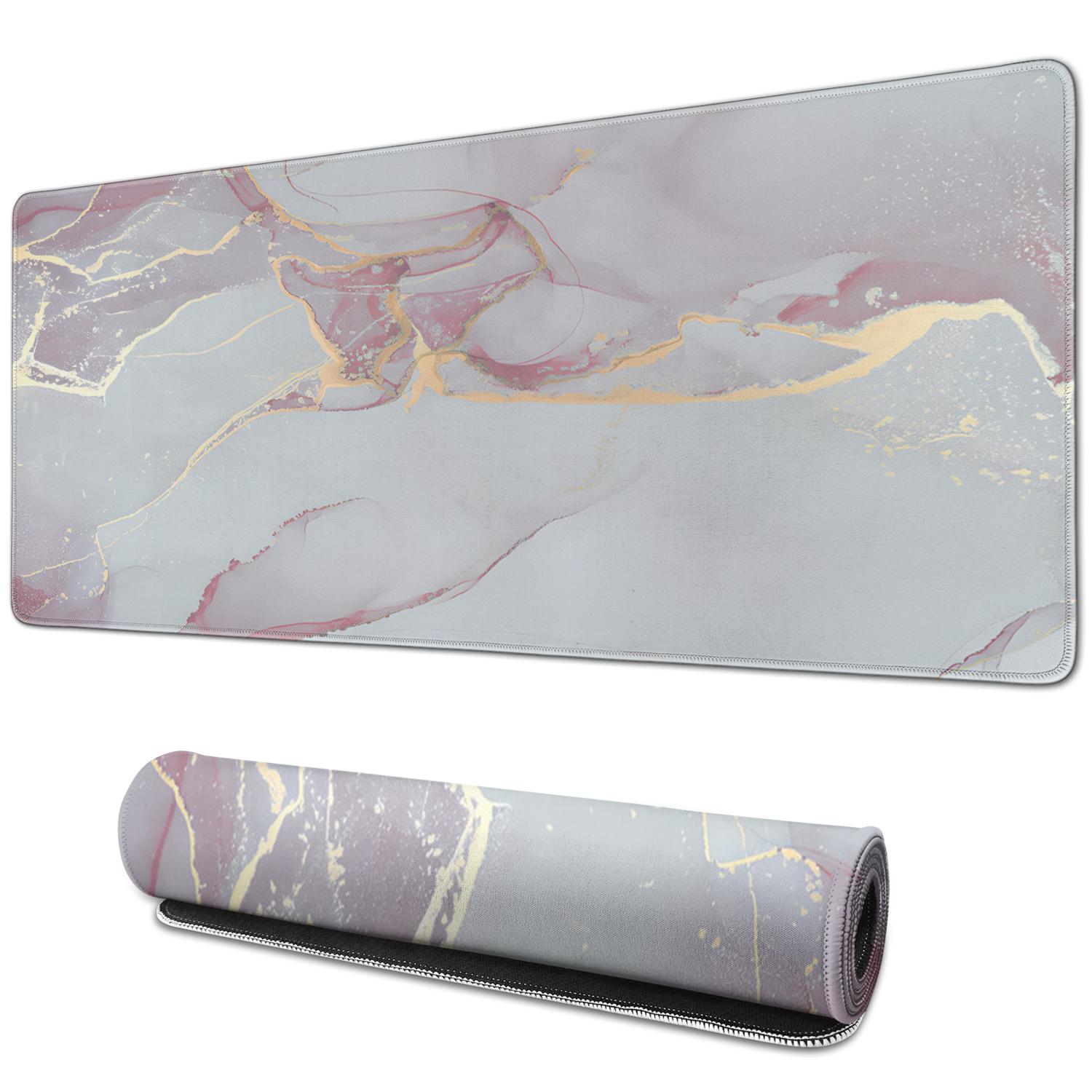 31.5x11.8in Pink Gold Marble Mouse Pad - Large Desk Mat & Essential ...