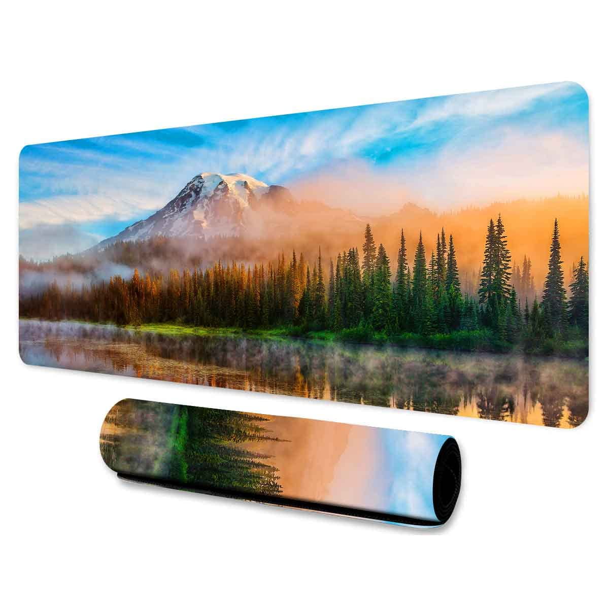 31.5x11.8x0.12 Inches Gaming Mouse Pad,Mountain Forest Lake Pattern ...