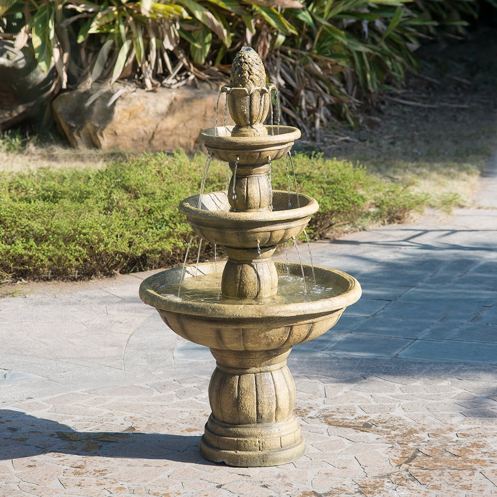 31.5x31.5x29.5" Classic 3-Tier Garden Water fountain, Outdoor Polyresin ...