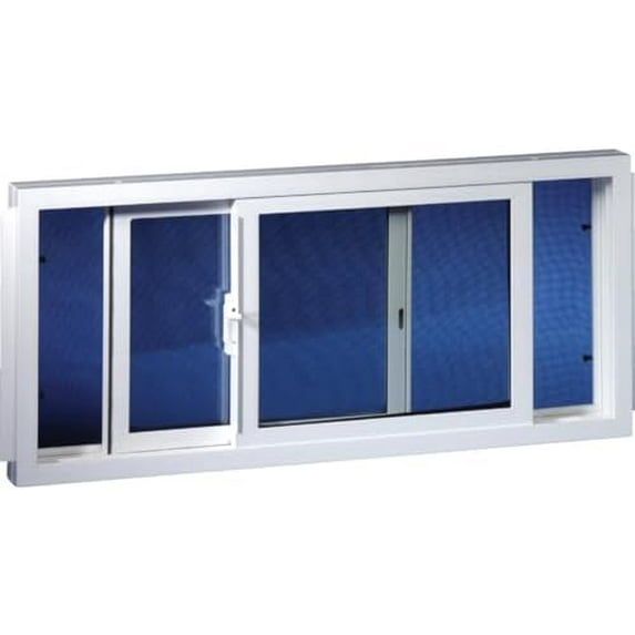 . 31.875 in. W. x 15.5 in. H White Vinyl Double Slide Basement Window ...