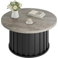 31.9" Round Coffee Table, Mid Century Modern Coffee Table with Metal ...