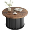 31.9" Round Coffee Table, Mid Century Modern Coffee Table with Metal ...