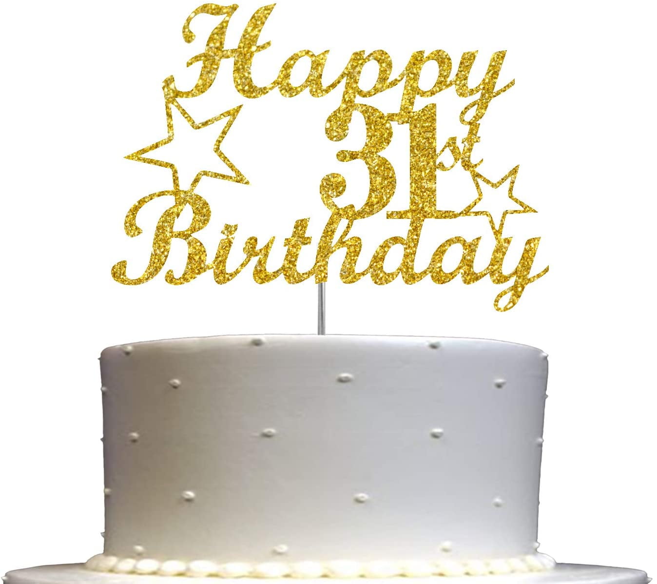 31 Birthday Cake Topper Gold Glitter, Party Decoration Ideas, Sturdy ...