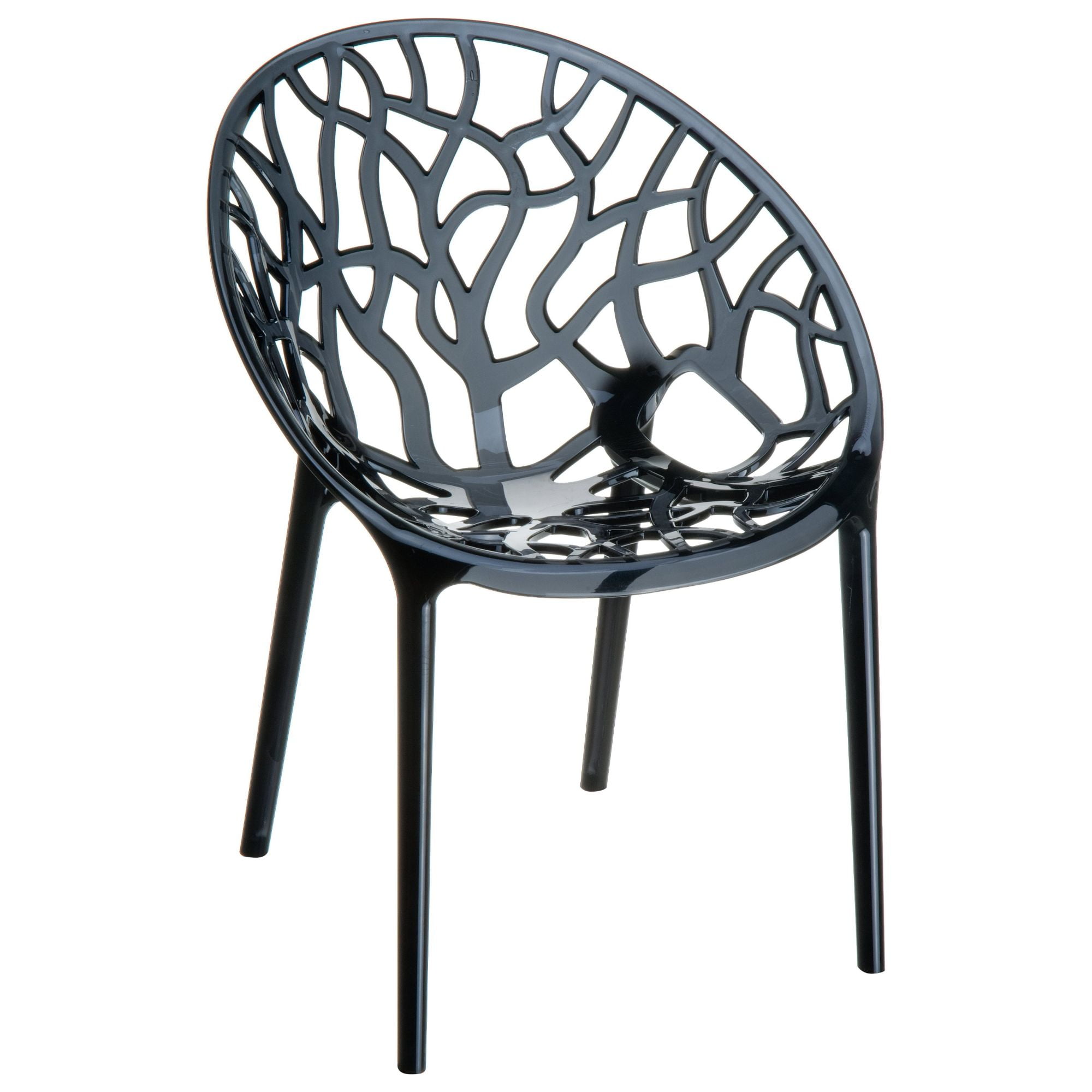 31" Black Transparent Stackable Outdoor Patio Dining Chair - Walmart.com