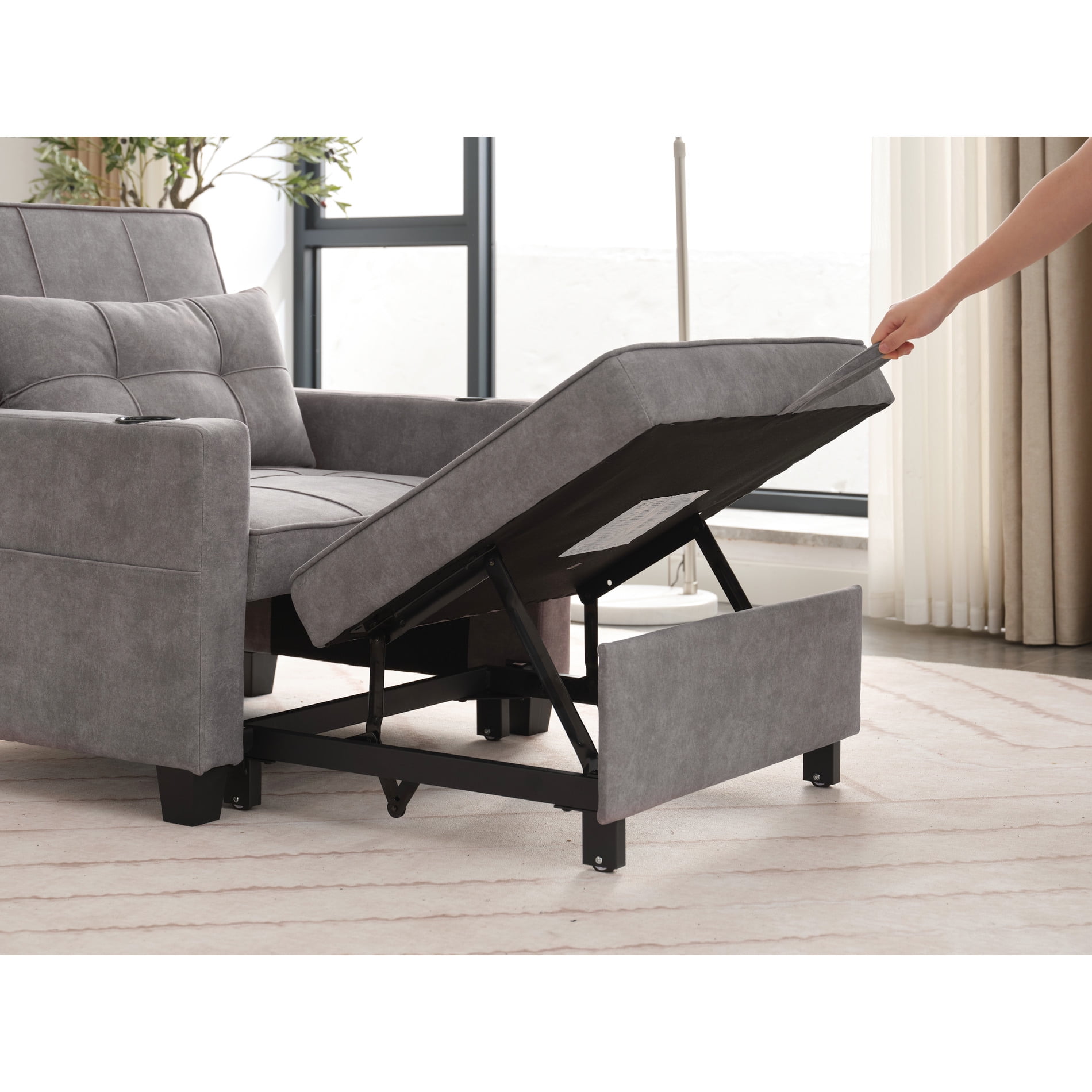 31 Chair Bed - Adjustable Reclining Angles ( Grey Armchair Sleeper With ...