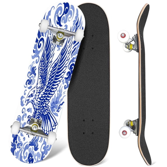 31'' Complete Skateboard 7 Layer Canadian Maple Double Kick Deck ...
