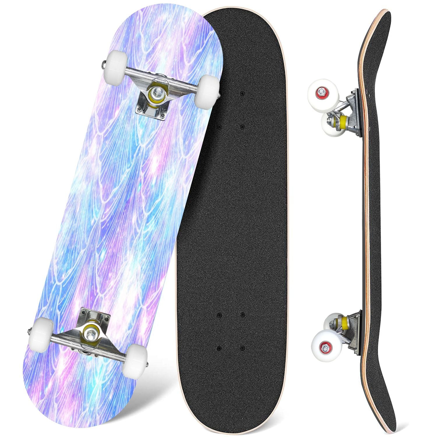 31'' Complete Skateboard 7 Layer Canadian Maple Double Kick Deck Skateboards Mermaid Galaxy ...