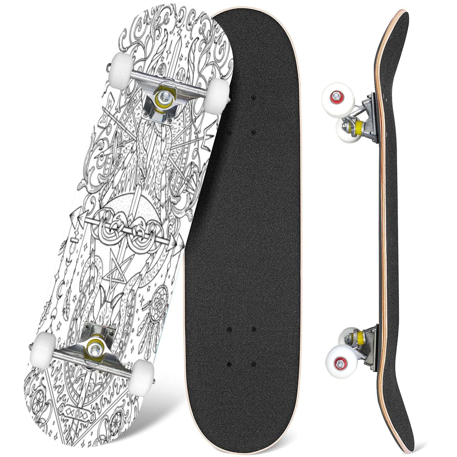 31'' Complete Skateboard 7 Layer Canadian Maple Double Kick Deck ...
