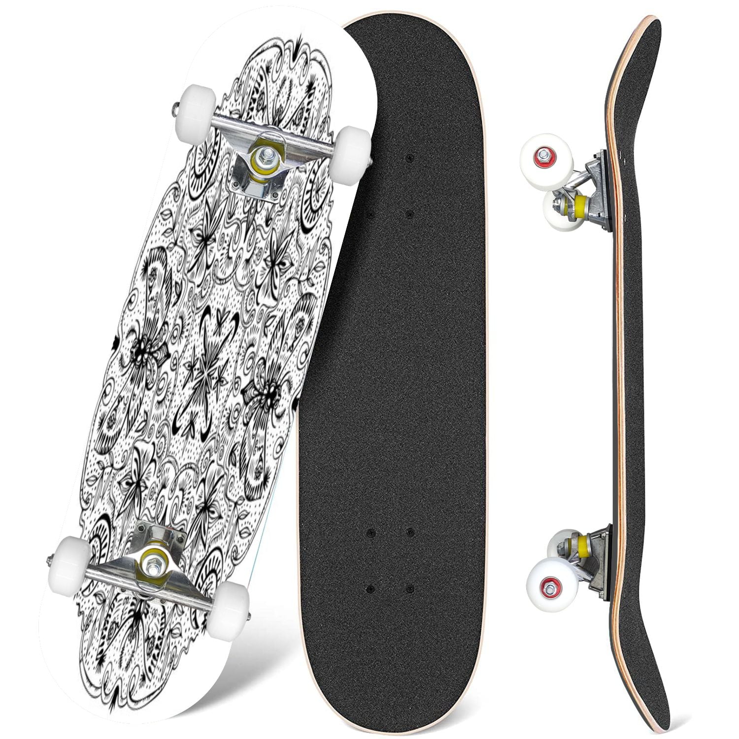 31'' Complete Skateboard 7 Layer Canadian Maple Double Kick Deck ...