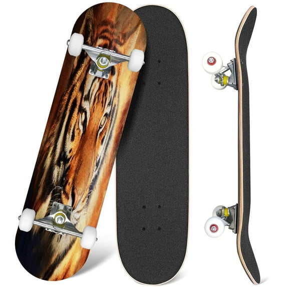 31'' Complete Skateboard 7 Layer Canadian Maple Double Kick Deck ...