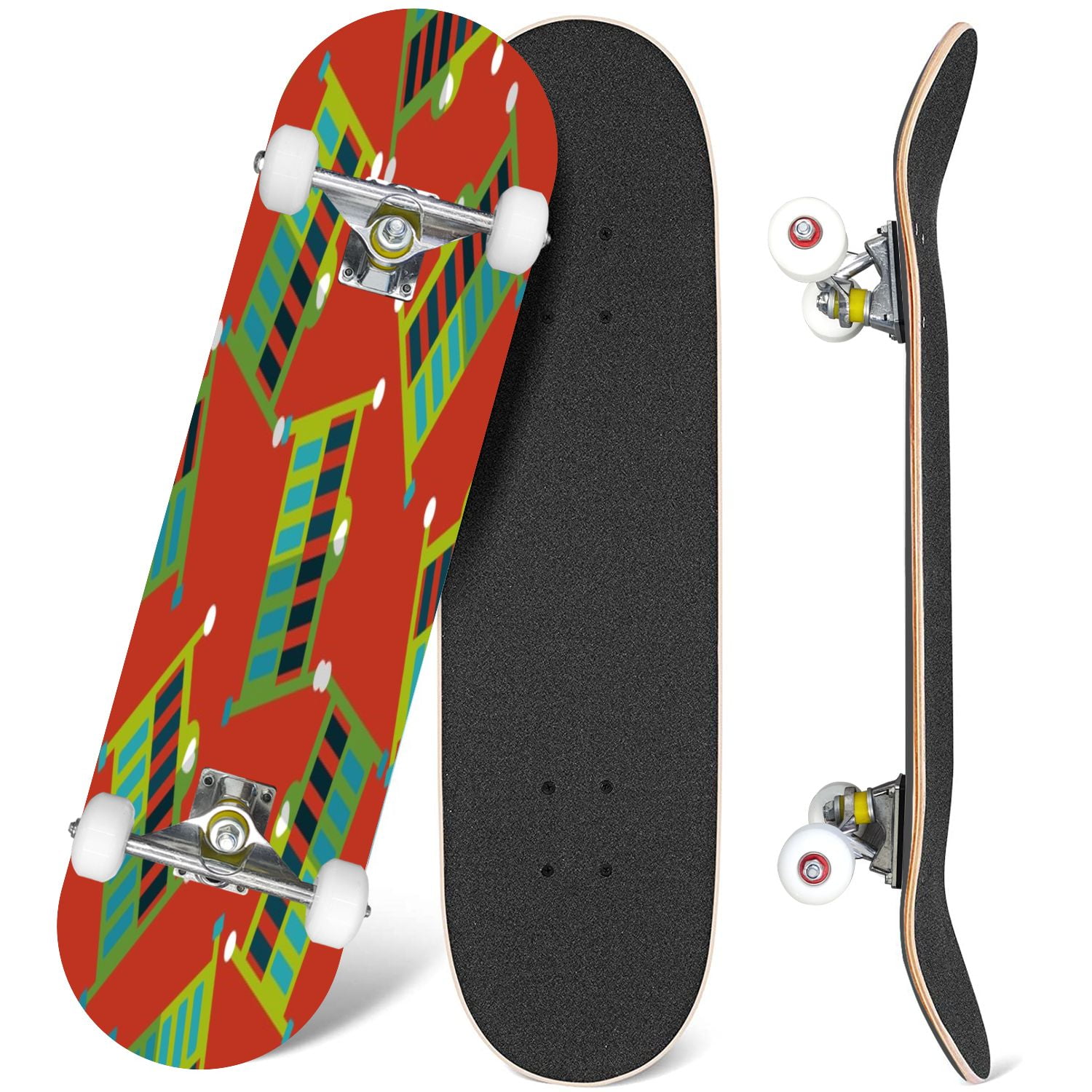 31'' Complete Skateboard 7 Layer Canadian Maple Double Kick Deck ...