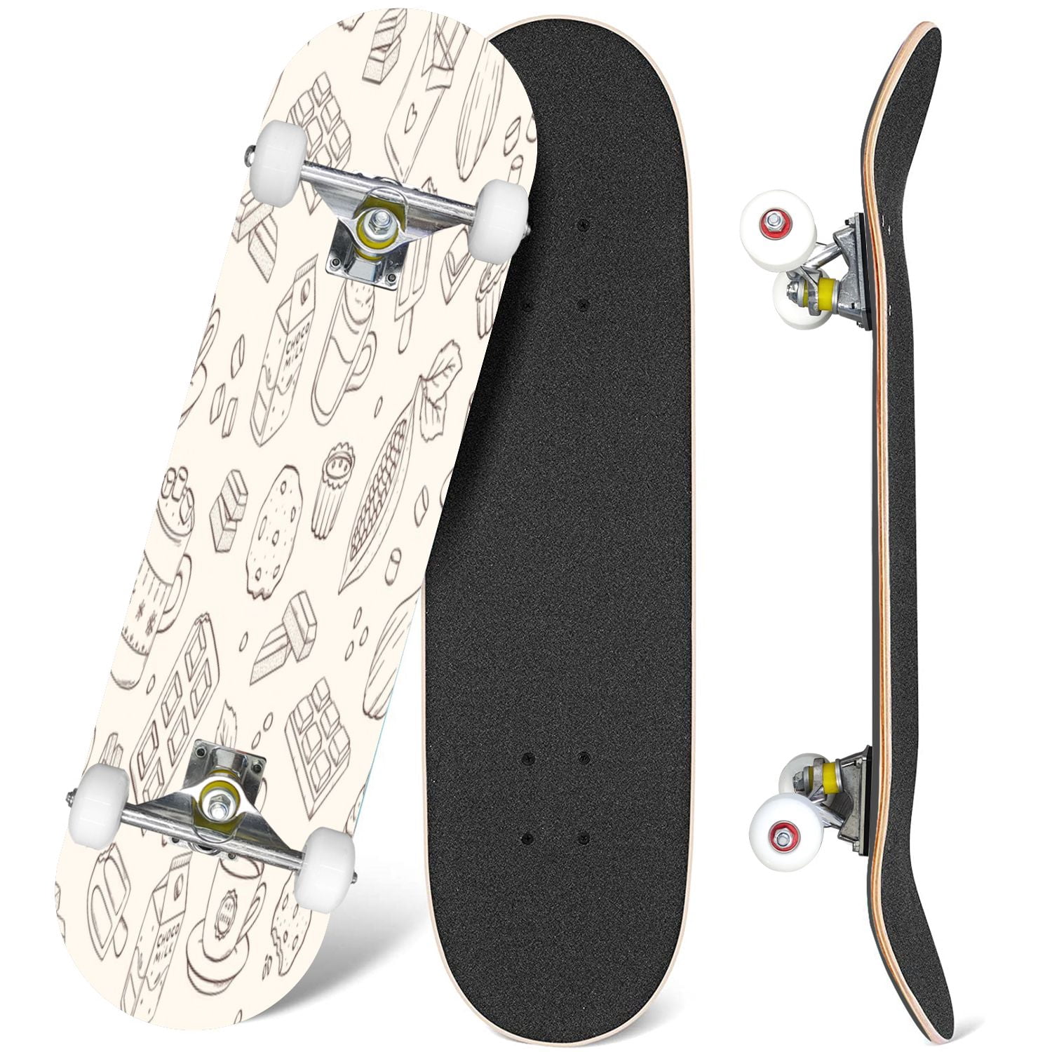 31'' Complete Skateboard 7 Layer Canadian Maple Double Kick Deck ...