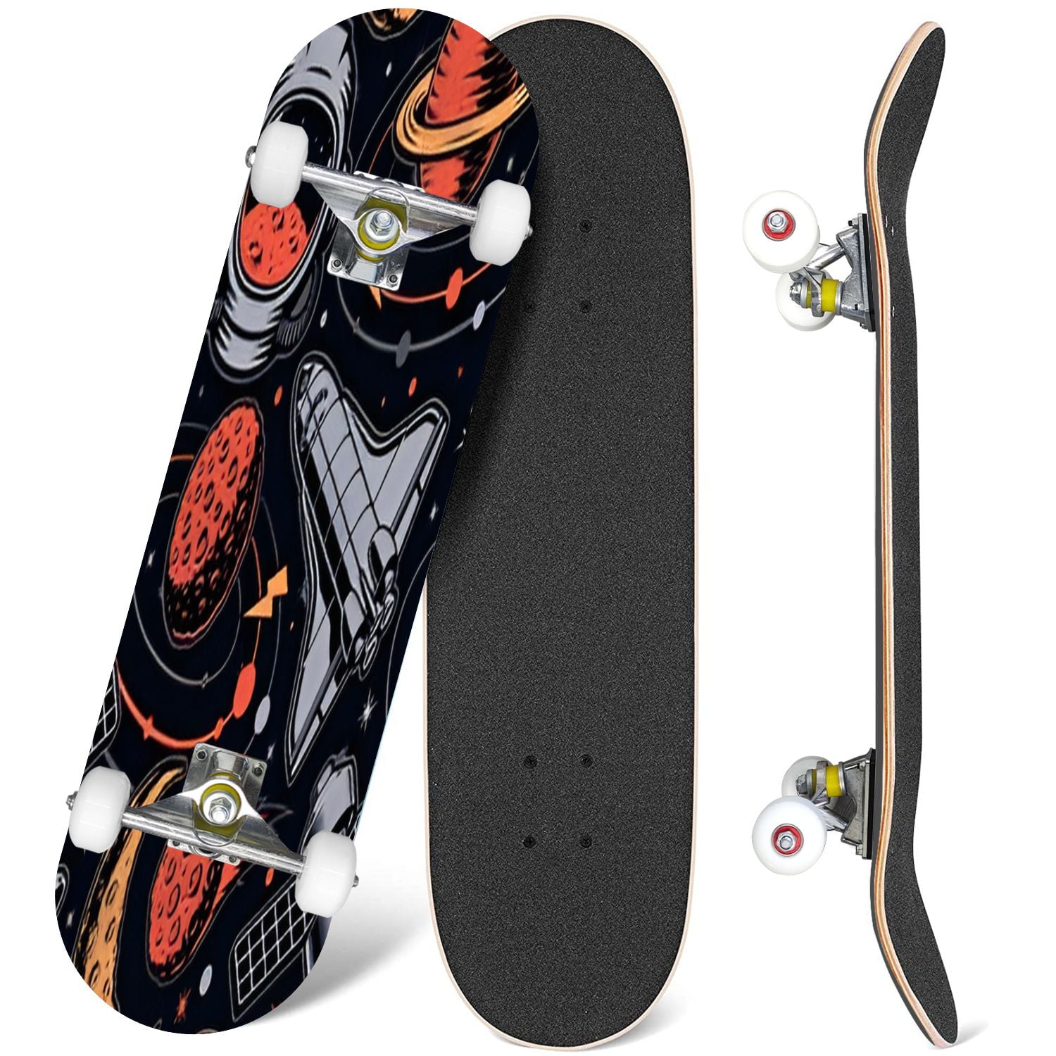 31'' Complete Skateboard 7 Layer Canadian Maple Double Kick Deck Skateboards space seamless ...