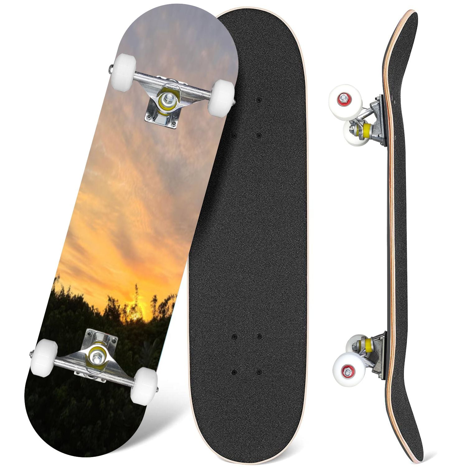 31'' Complete Skateboard 7 Layer Canadian Maple Double Kick Deck ...