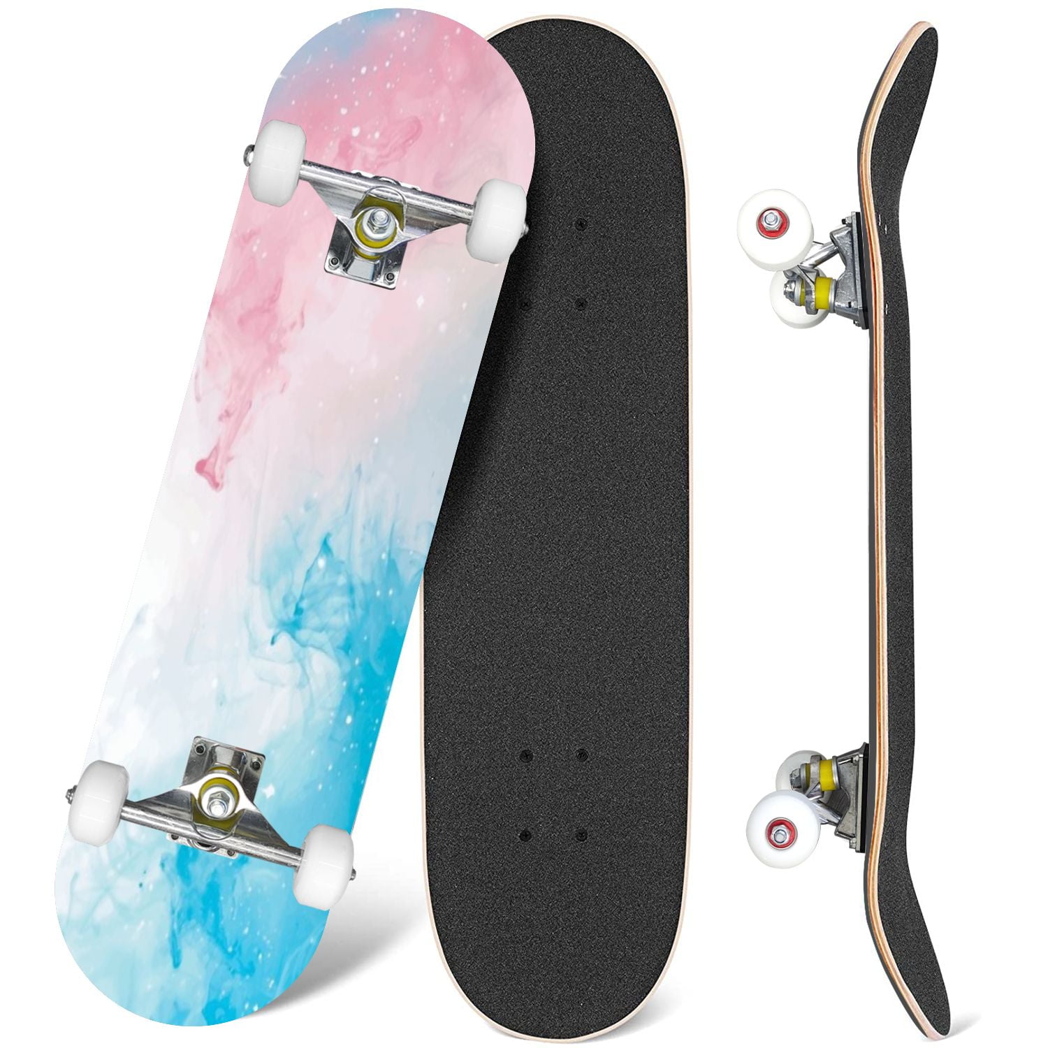 31'' Complete Skateboard 7 Layer Canadian Maple Double Kick Deck Skateboards watercolor texture ...