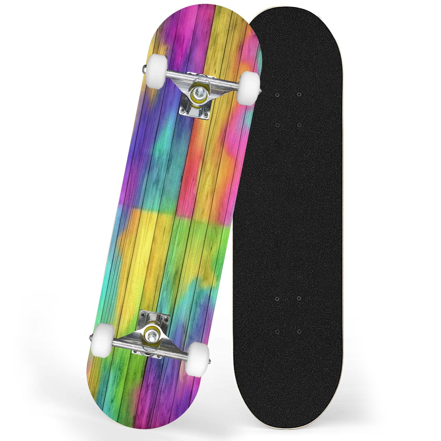 31'' Complete Skateboard for Kids 7 Layer Canadian Maple Double Kick Deck Skateboards Set pastel ...