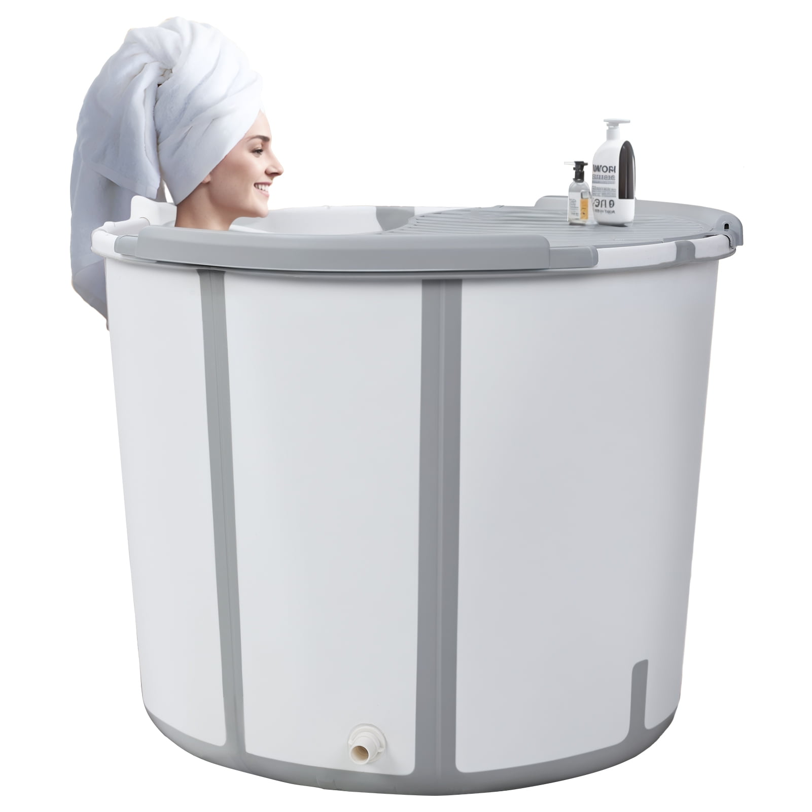 31" Cylinder Foldable Bathtub, Portable Bathtub for Adult, Large ...