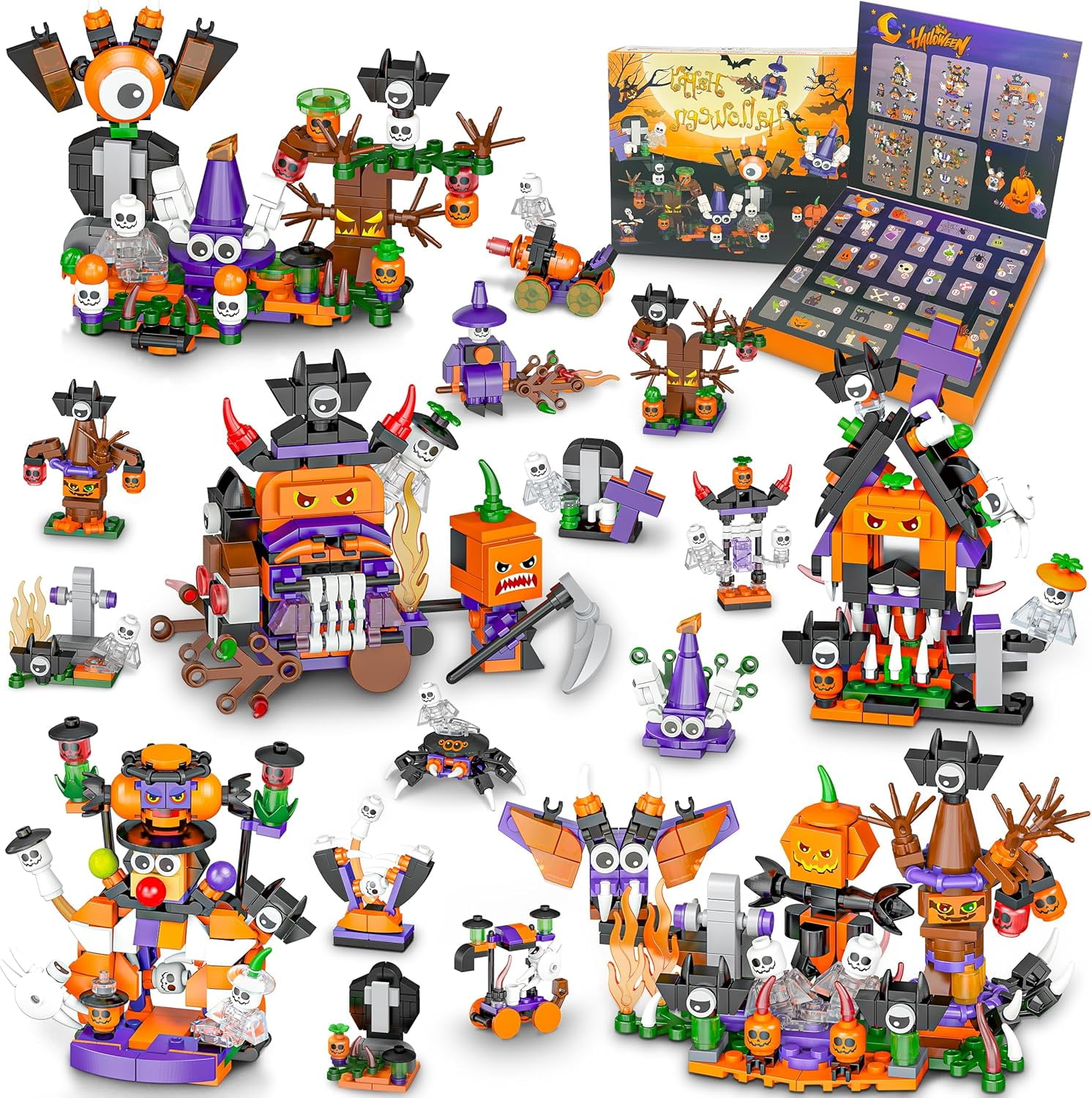 31-Day Halloween Pumpkin Building Blocks Advent Calendar Set, Spooky ...