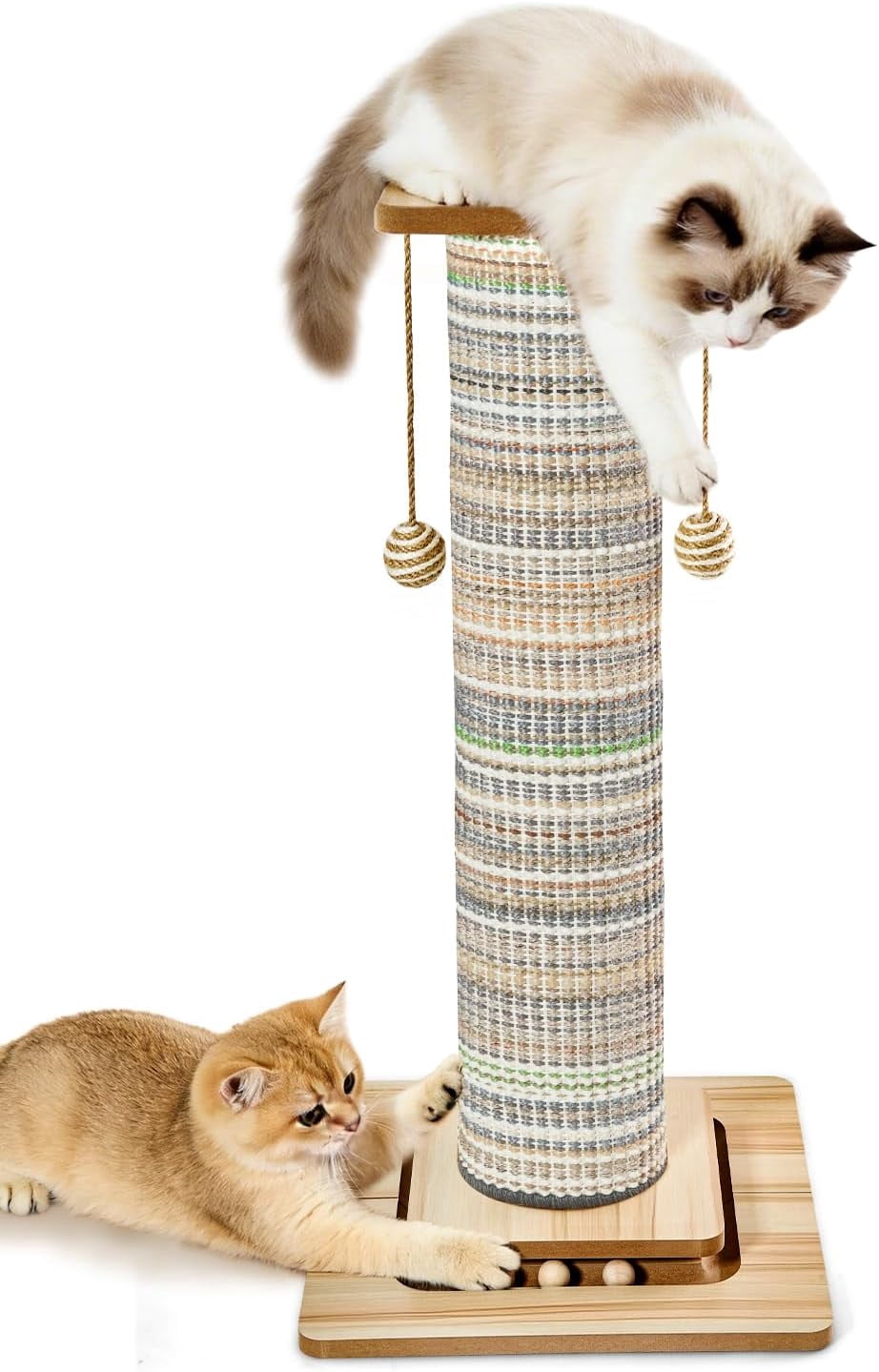 31" Extra Tall Cat Scratching Post, Natural Sisal Cat Scratcher for ...