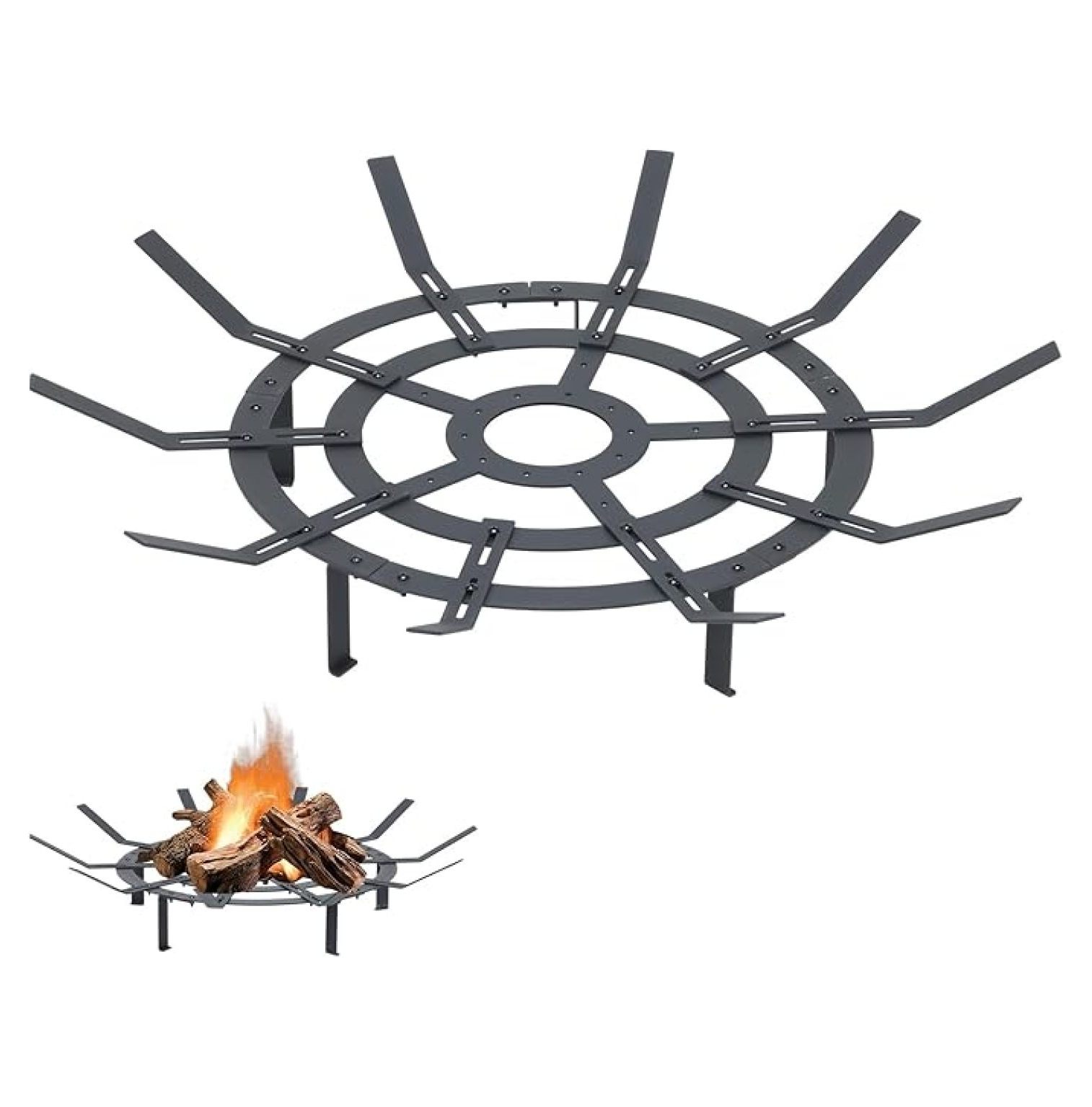 31 in Fire Grate, Round Adjustable Size Smoke-Free Grate, Heavy Duty ...