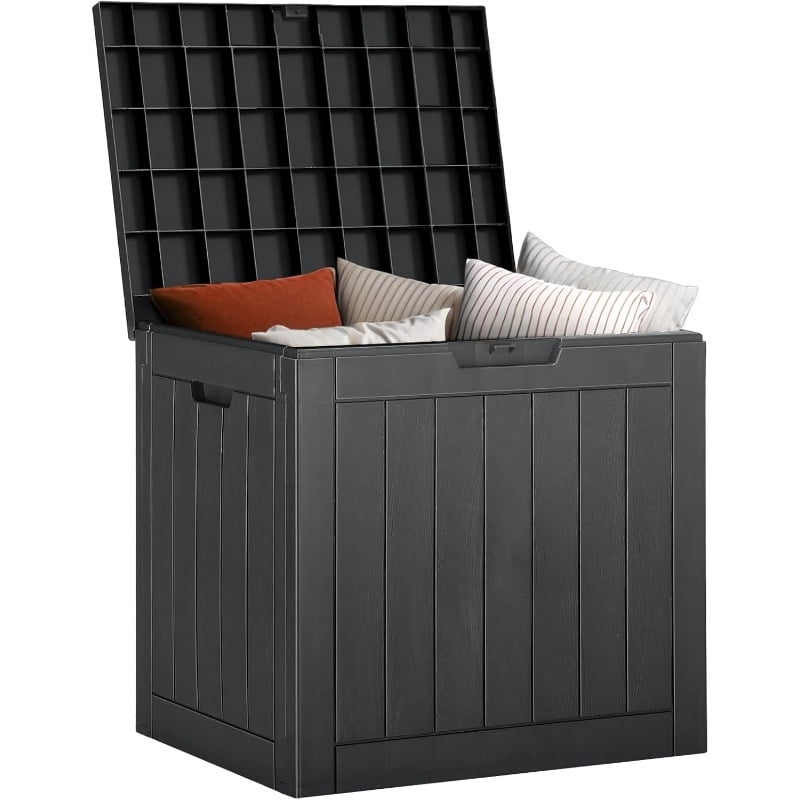 31 Gallon Lockable Waterproof Resin Deck Box, Durable Outdoor Storage ...