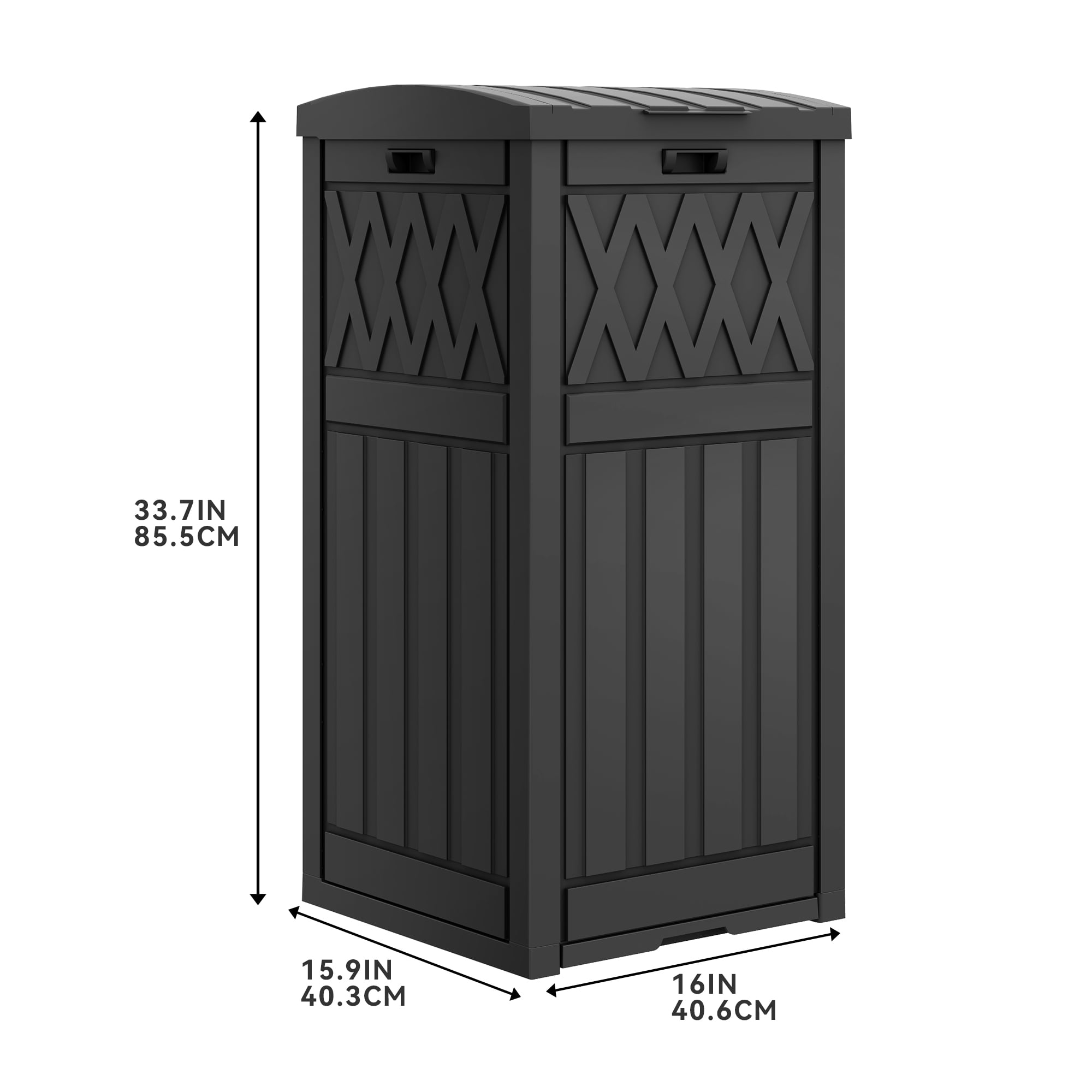31-Gallon Outdoor Resin Trash Bins with Multi-Level Lid and Drip Tray ...