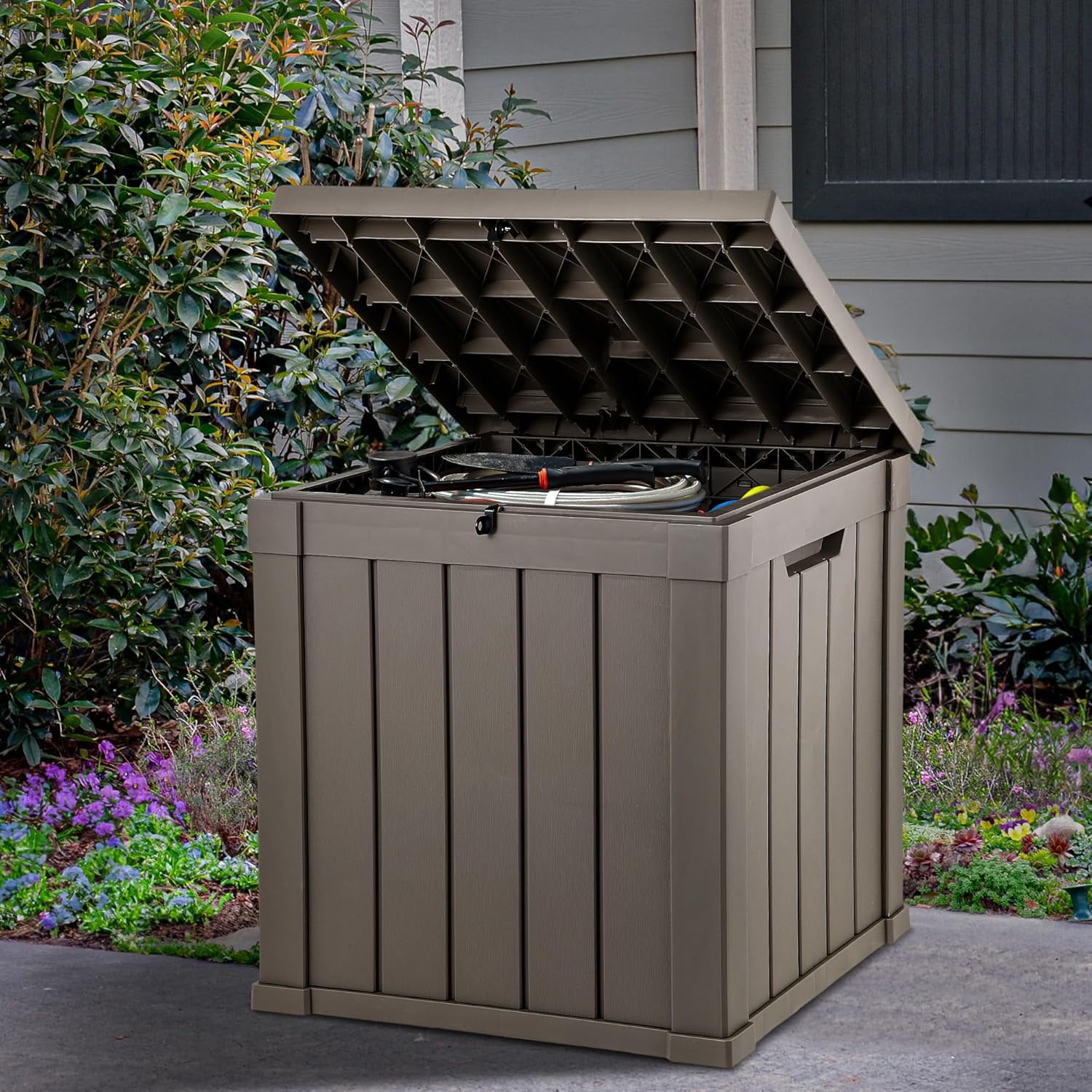 31 Gallon Outdoor Storage Deck Box, Waterproof Resin Package Delivery ...