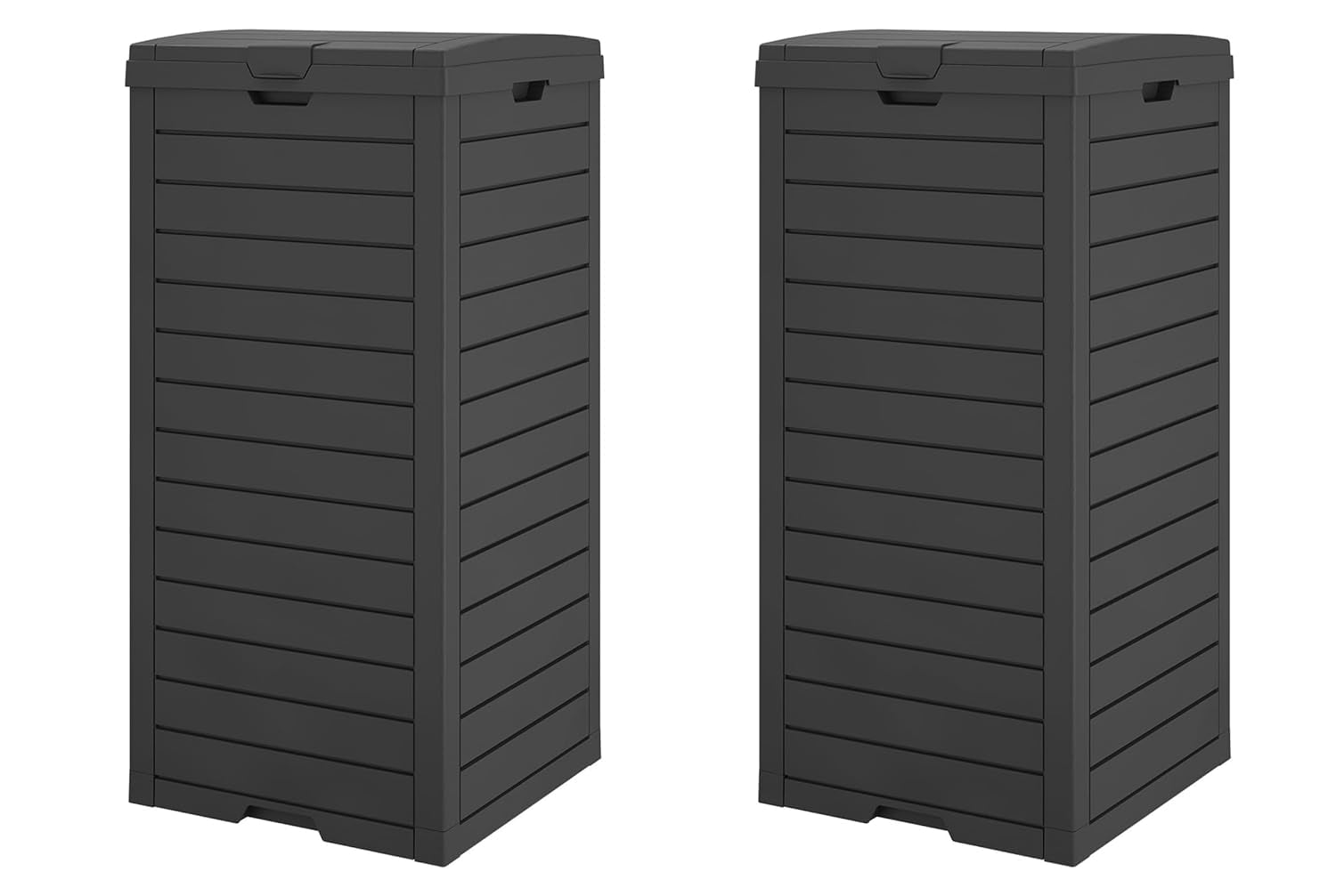 31 Gallon Outdoor Trash Can 2 Set, Waterproof Garbage Bin with Tiered ...