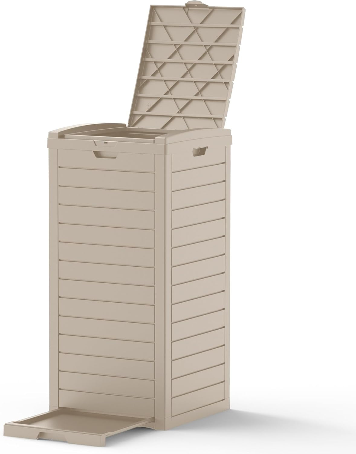 31 Gallon Outdoor Trash Can, Waterproof Resin Trash Can with Layered ...