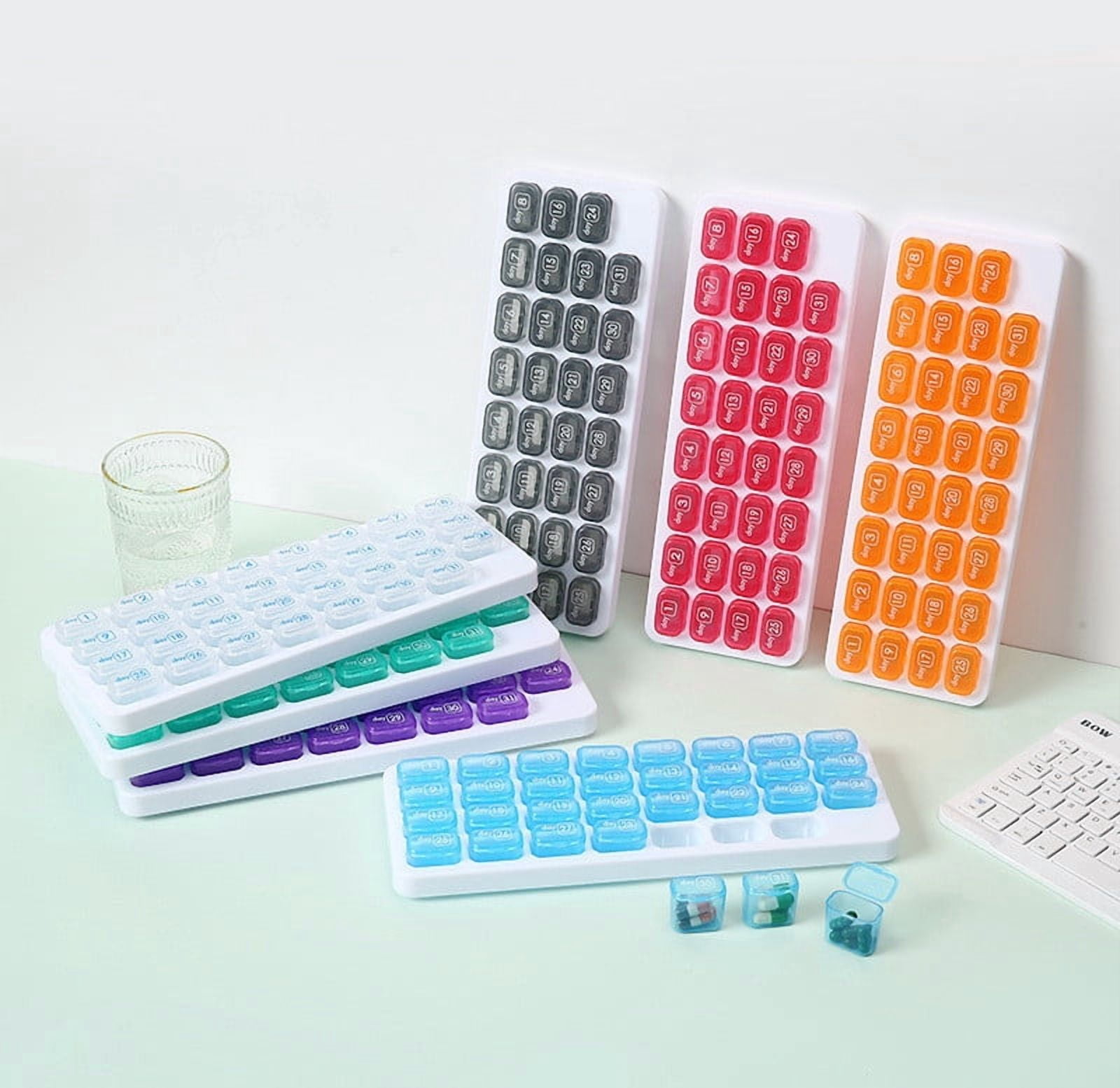 31 Grid Monthly Pill Organizer with Lid, Arthritis Friendly Easy-Open ...