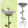 31"h Solar Bird Bath With Metal Stake Bubbler Baths For Outdoors ...