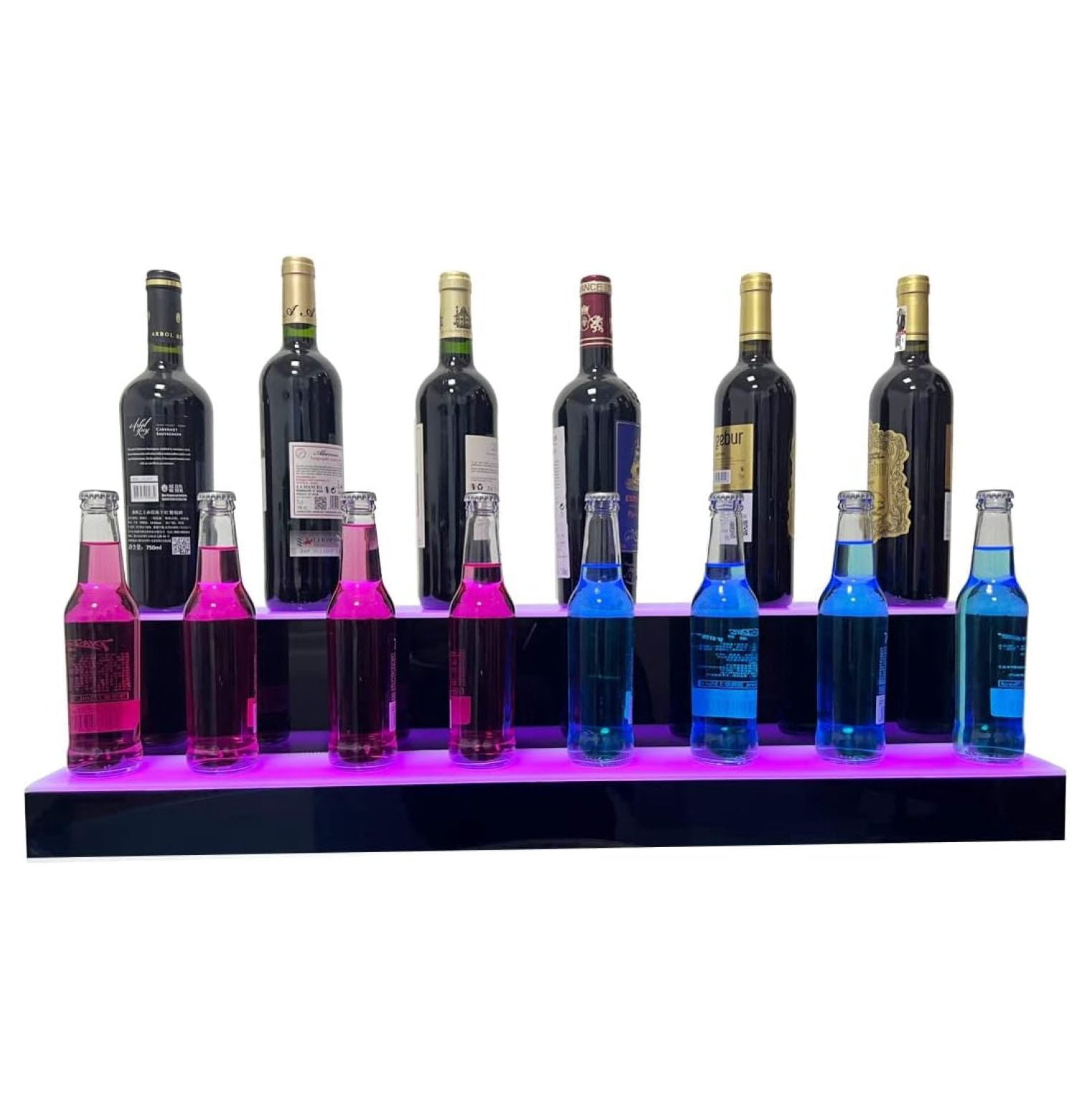 31 Inch 2 Step LED Lighted Liquor Bottle Display Illuminated Liquor ...