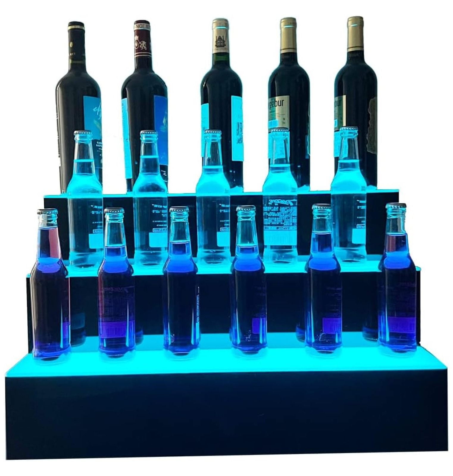 31 Inch 3 Step LED Lighted Liquor Bottle Display Illuminated Liquor ...