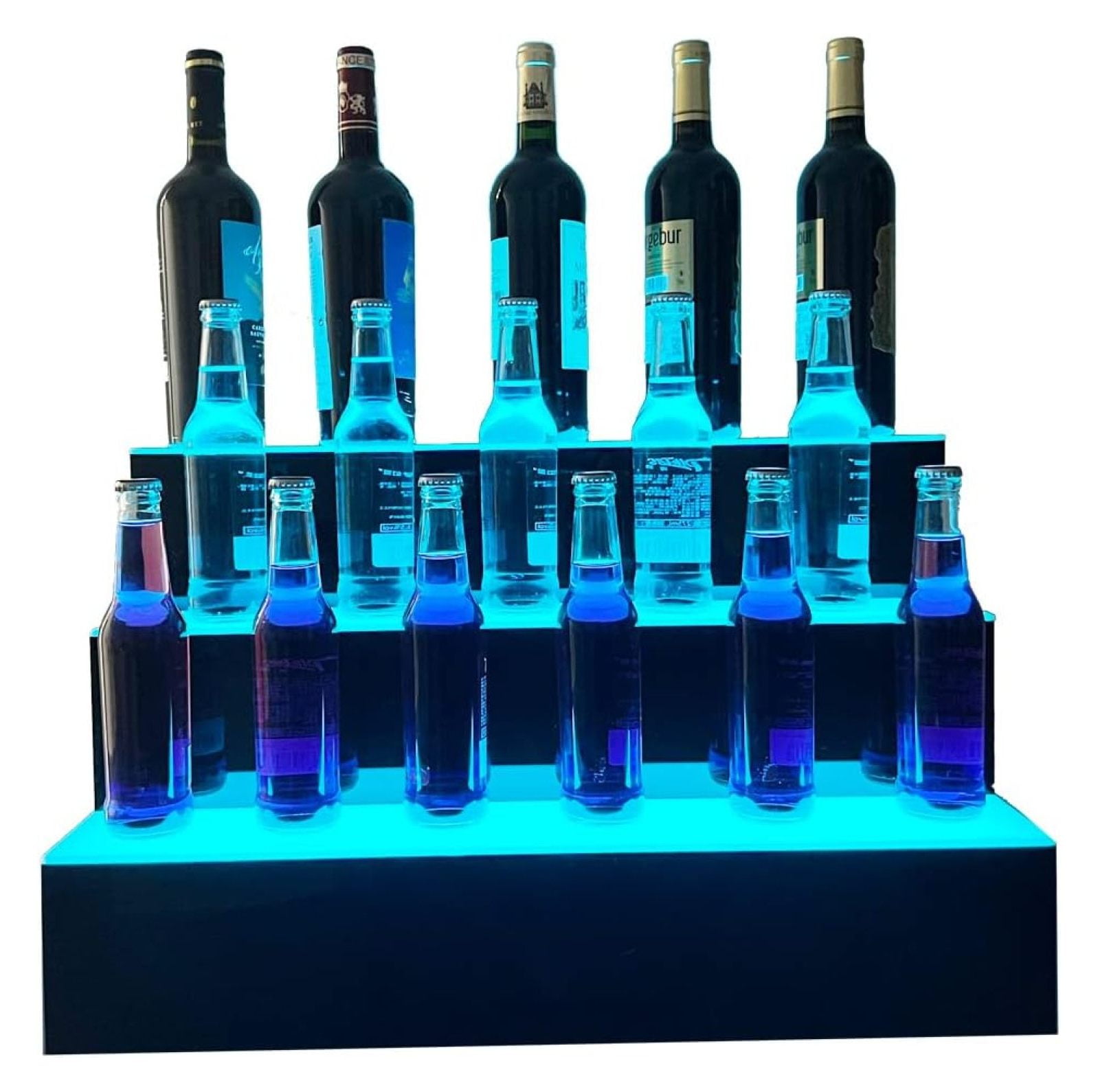 31 Inch 3 Step LED Lighted Liquor Bottle Display Illuminated Liquor ...
