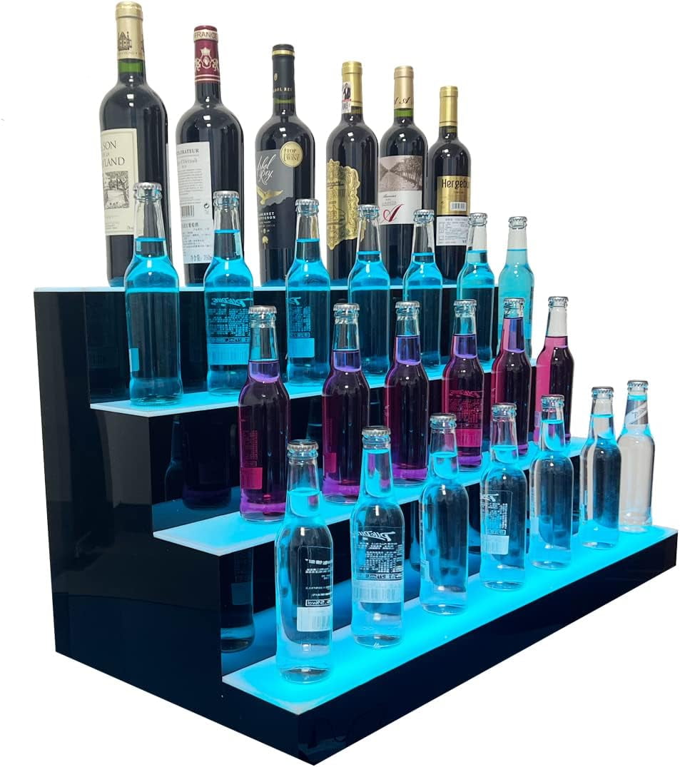 31 Inch 4 Step LED Lighted Liquor Bottle Display Illuminated Liquor ...