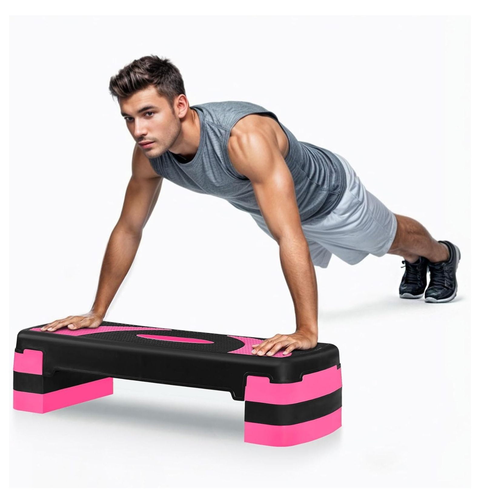 31 Inch Adjustable Workout Aerobic Step, Exercise Platform Trainer w 4 ...