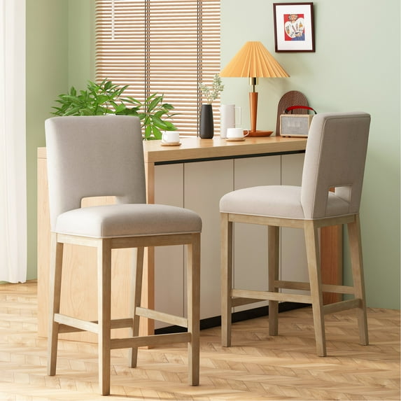 31 Inch Counter Stools Set of 2 | Breathable Fabric & L-Shaped Backrest ...