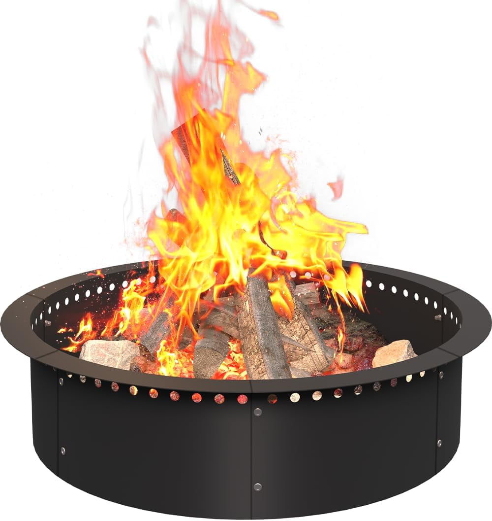 31 Inch Fire Pit Ring Insert Outdoor, DIY Firepit Rim Liner Round ...