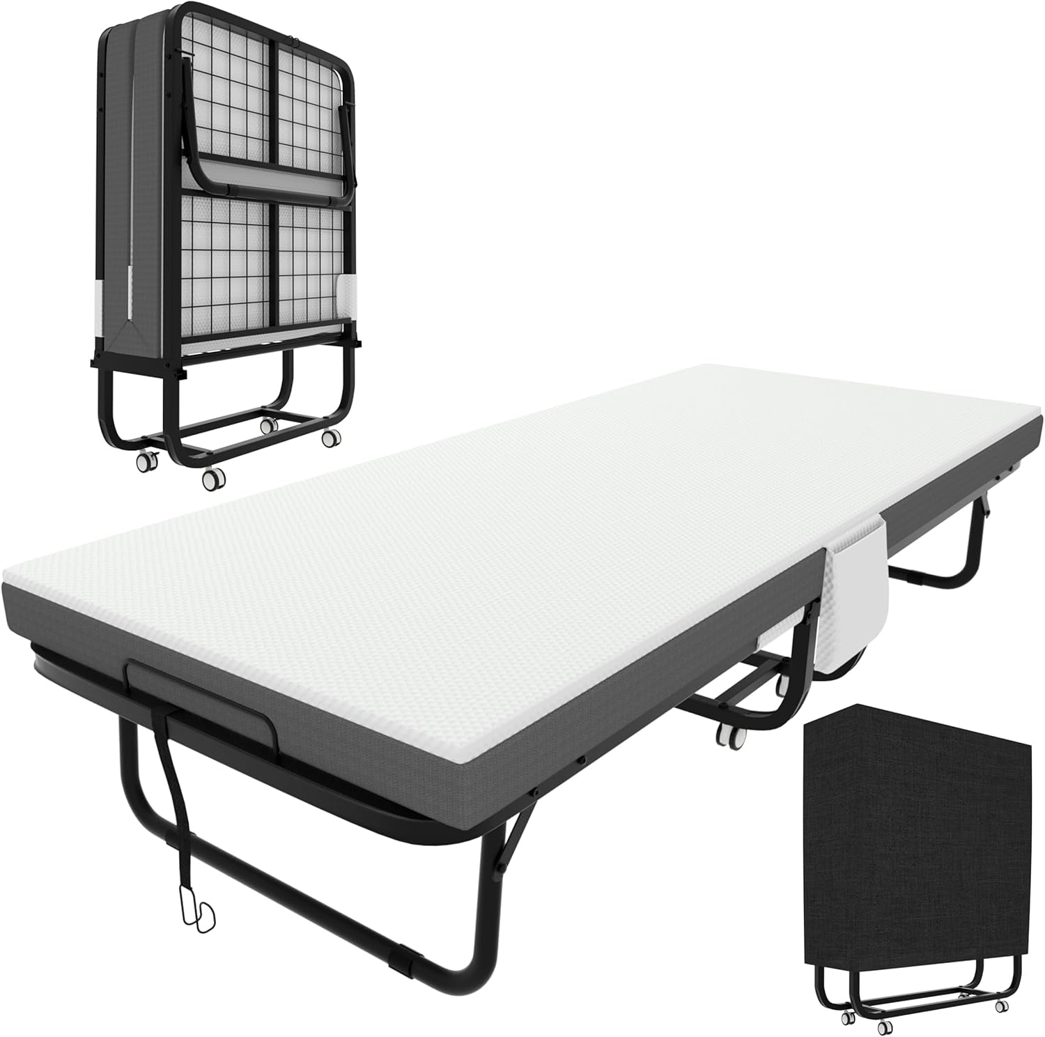 31 Inch Folding Bed with 5 Inch Removable Memory Foam Mattress ...