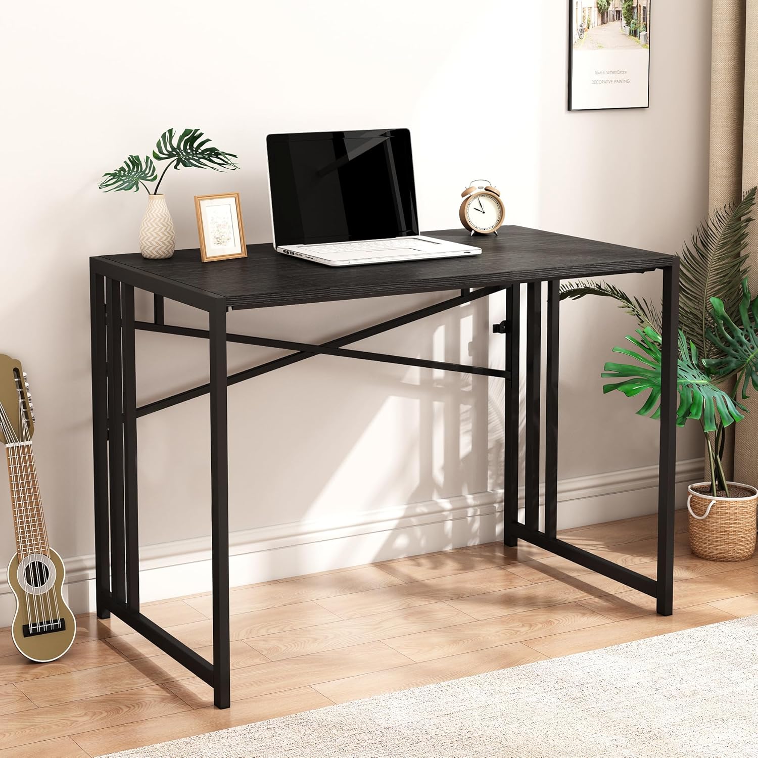 31 Inch Folding Small Computer Desk, Foldable Space-Saving Home Office ...