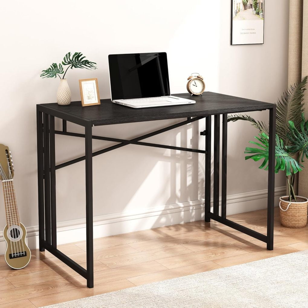 31 Inch Folding Small Computer Desk, Foldable Space-Saving Home Office ...