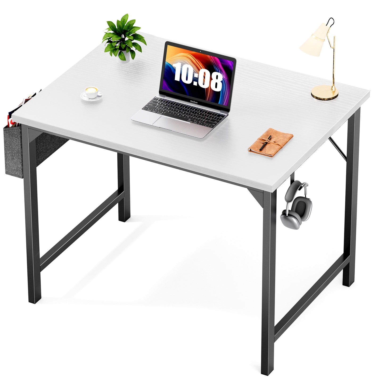 31 Inch Gaming Computer Desk with Storage, Modern white PC Table for ...