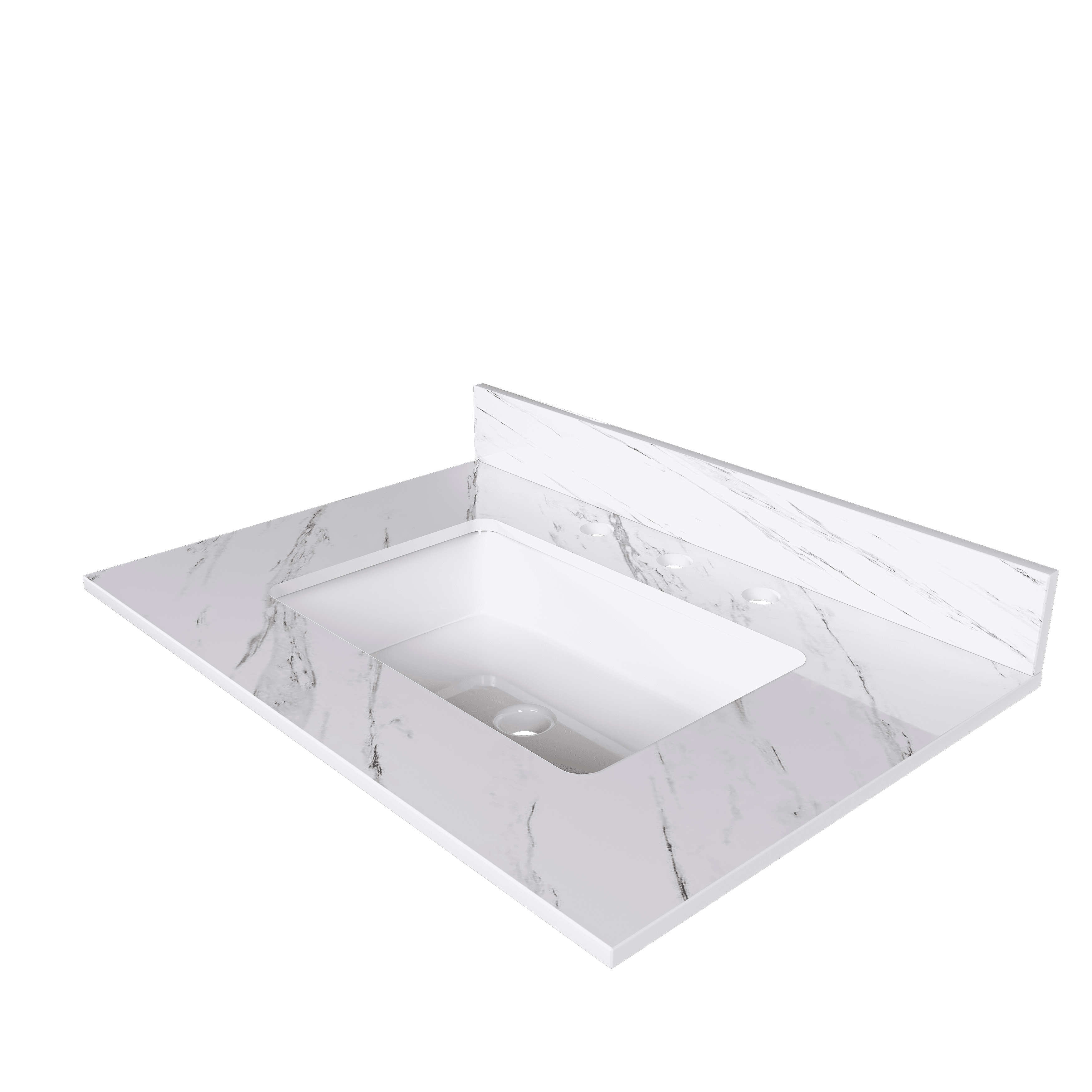 31 Inch Marble Vanity Top, White Vanity Top with 3 Pre-drilled Faucet ...