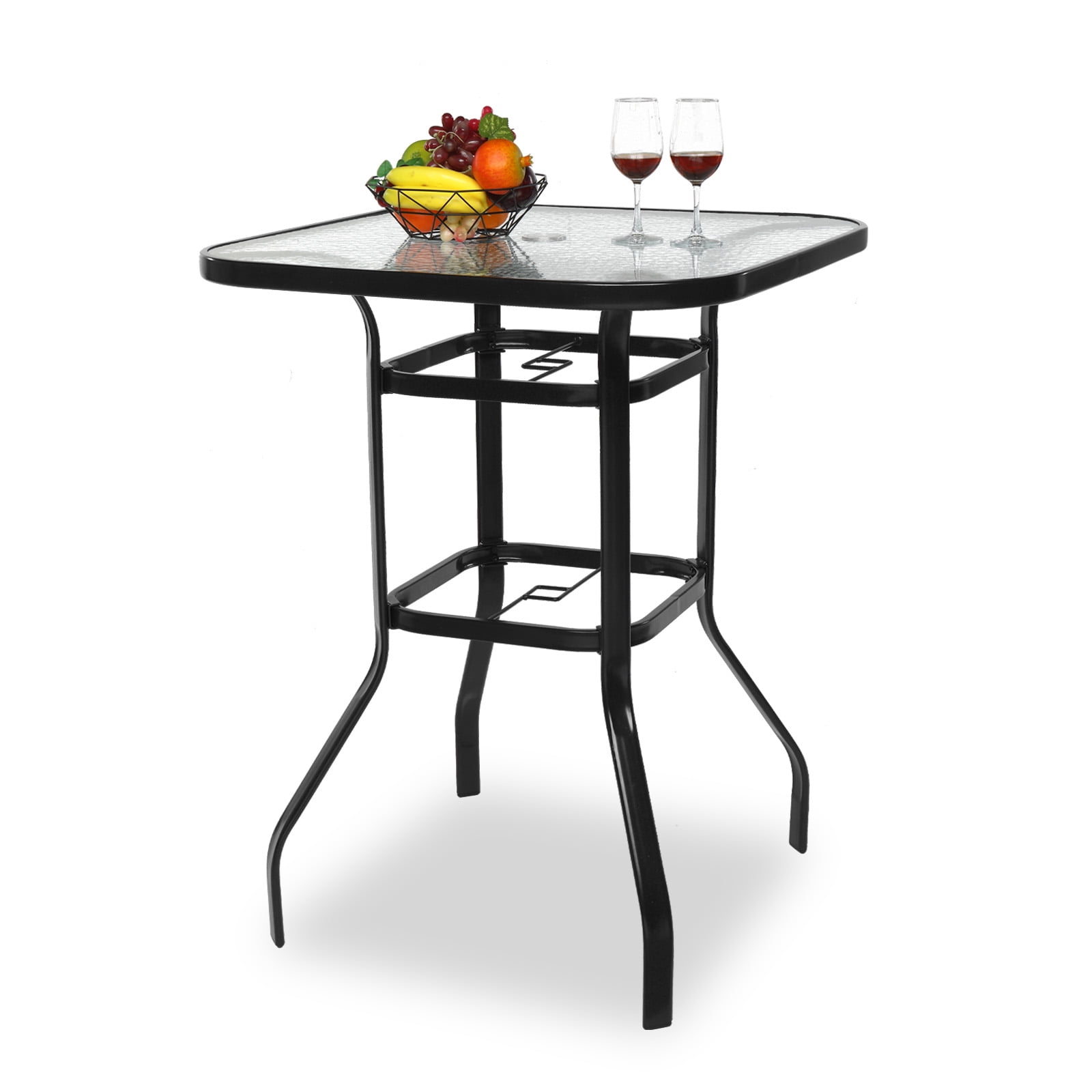 31 Inch Patio Bar Table, Square Outdoor Bar Height Bistro Table with ...